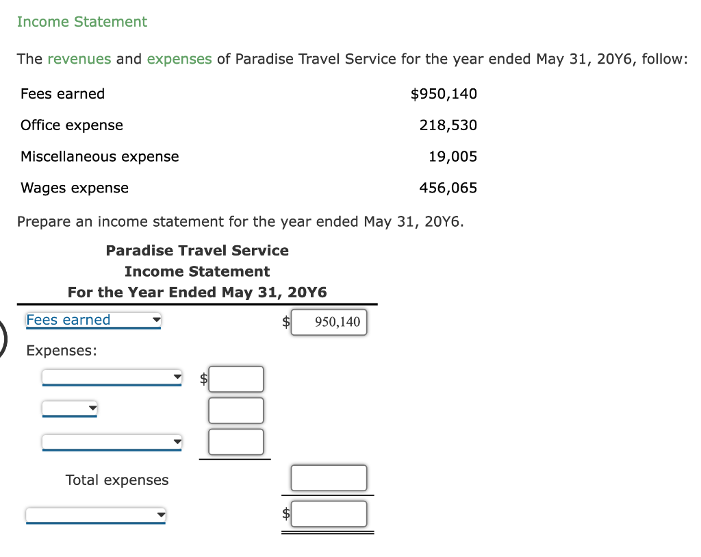 Solved Income Statement The revenues and expenses of | Chegg.com