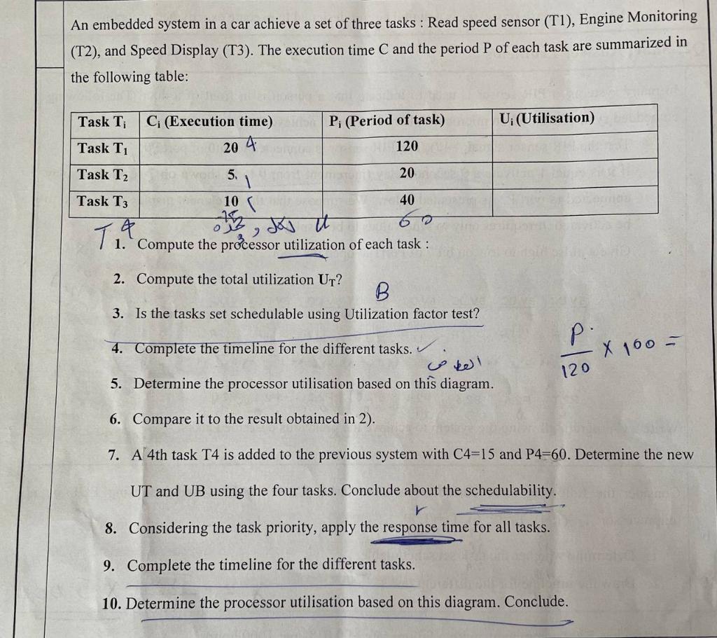 Solved An embedded system in a car achieve a set of three | Chegg.com