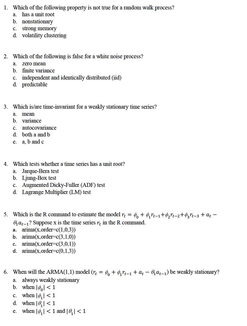 Solved 1. Which of the following property is not true for a | Chegg.com