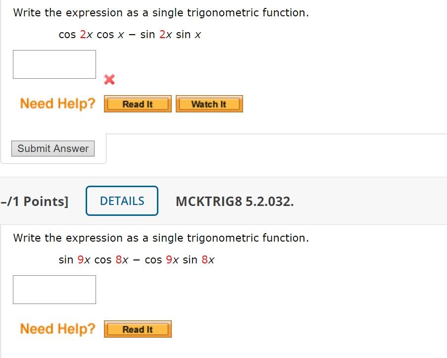Solved Write the expression as a single trigonometric | Chegg.com