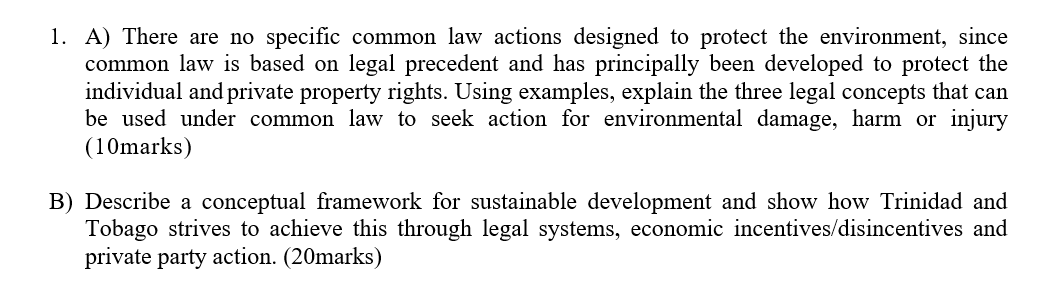 Solved 1. A) There are no specific common law actions | Chegg.com