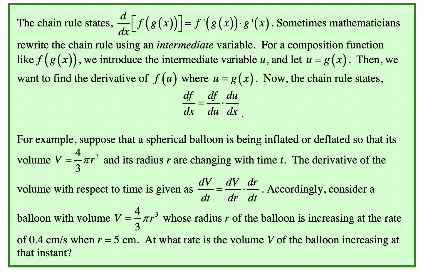 Solved The chain rule states, dxd[f(g(x))]=f′(g(x))⋅g′(x). | Chegg.com