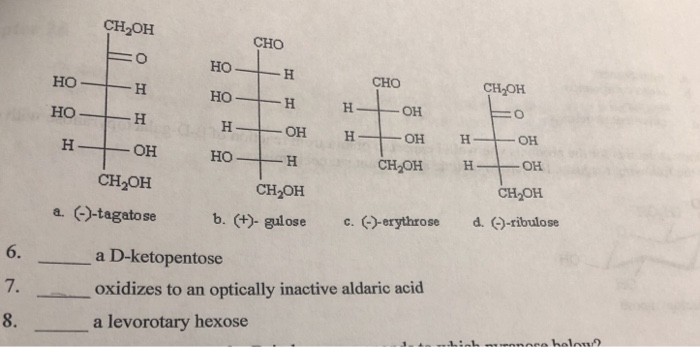 Solved CH2OH 一。 HOH CHO CHO CH2OH HOH OH H OH HOH HOH CH20H | Chegg.com