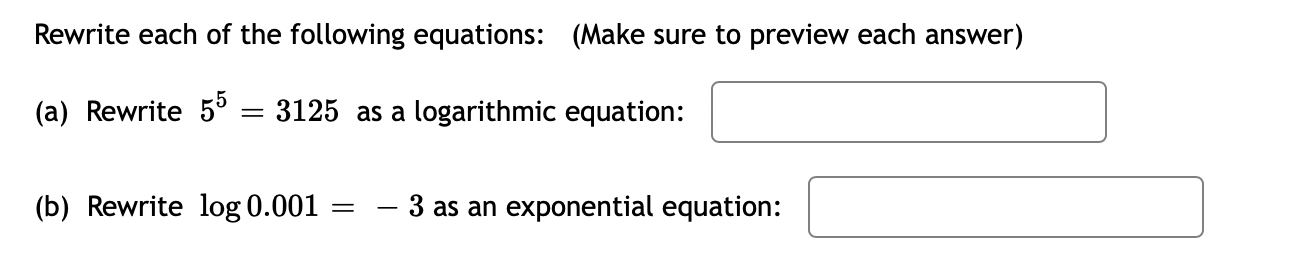Solved Rewrite each of the following equations: (Make sure | Chegg.com