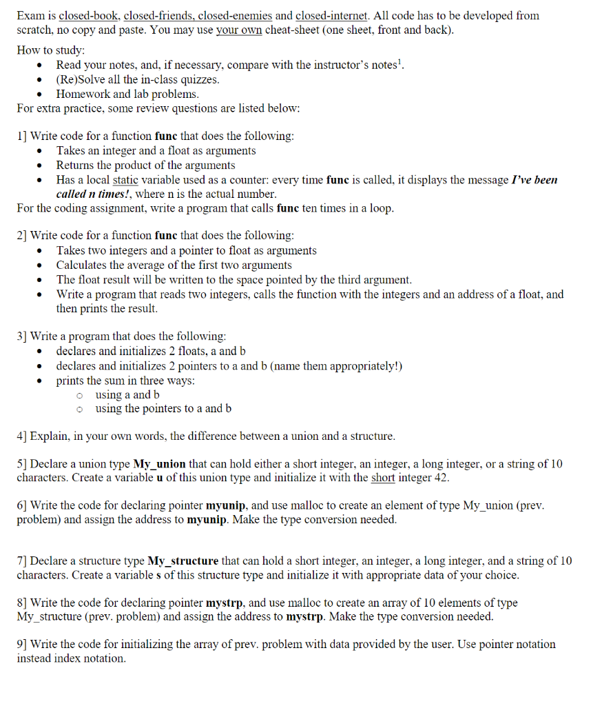 Solved Exam is closed-book, closed-friends, closed-enemies | Chegg.com