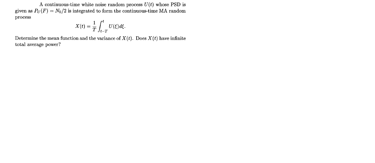 A continuous-time white noise random process U(t) | Chegg.com