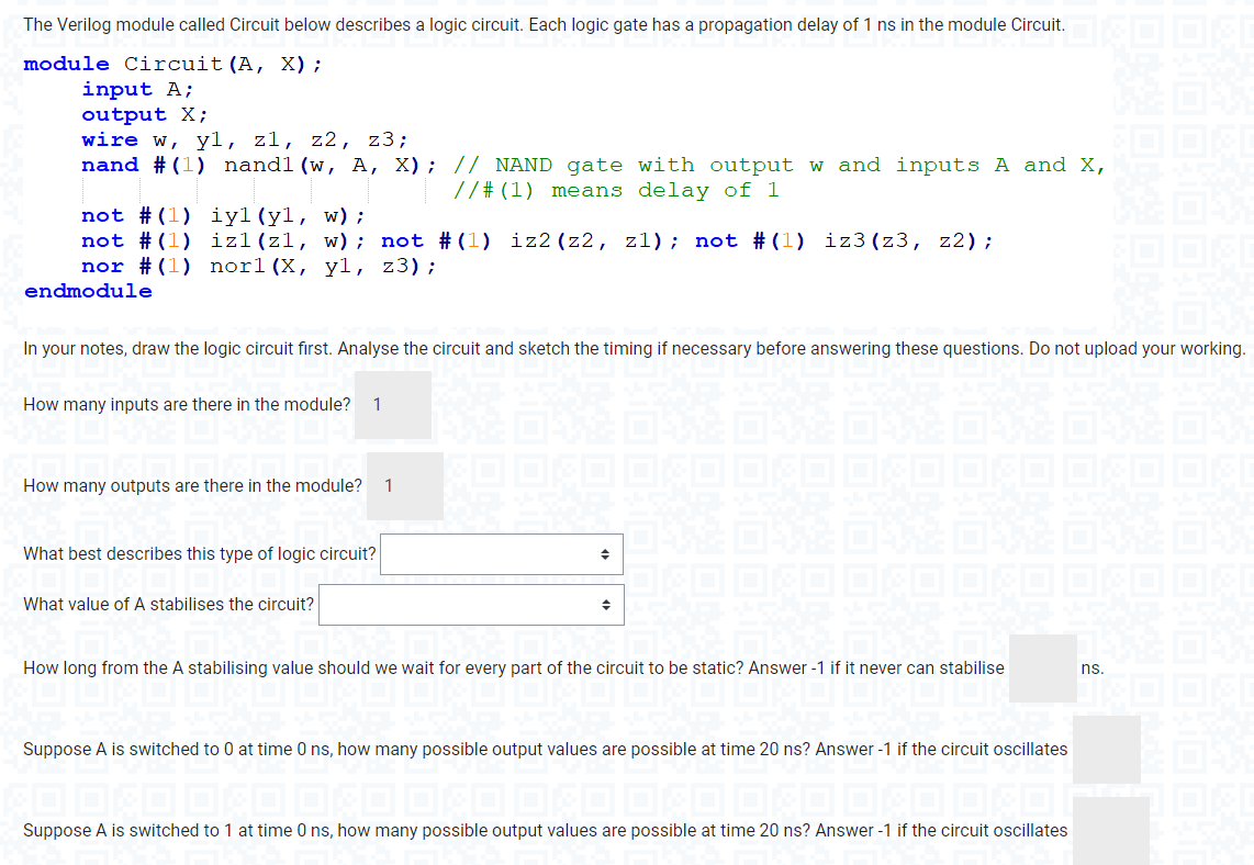 Solved The Verilog module called Circuit below describes a | Chegg.com