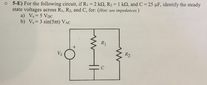 Solved For the following circuit, if R_1 = 2 k Ohm, R_2 = 1 | Chegg.com