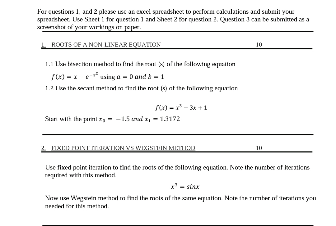 Solved For questions 1 , and 2 please use an excel | Chegg.com