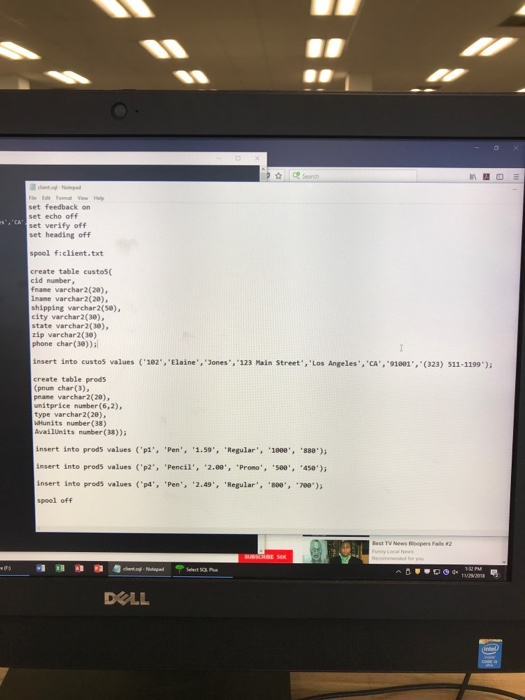 Solved set feedback on set echo off set verify off set | Chegg.com