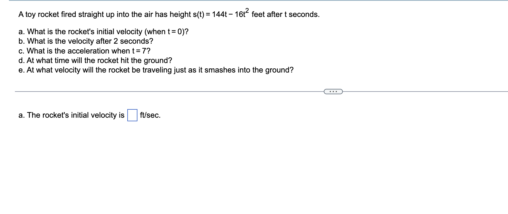 Solved A toy rocket fired straight up into the air has | Chegg.com