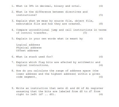 Solved 1. What is 3Fh in decimal, binary and octal. 2. What | Chegg.com
