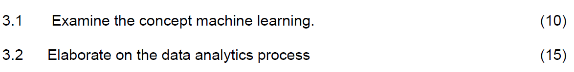 Solved 3.1 Examine the concept machine learning. 3.2 | Chegg.com