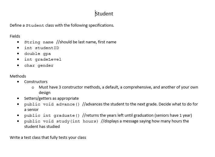 Solved student Define a Student class with the following | Chegg.com