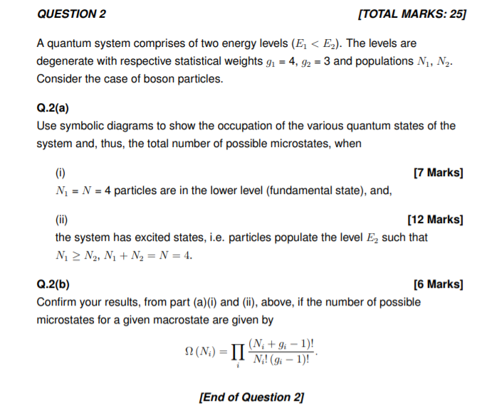 Solved QUESTION 2 [TOTAL MARKS:25] A quantum system | Chegg.com