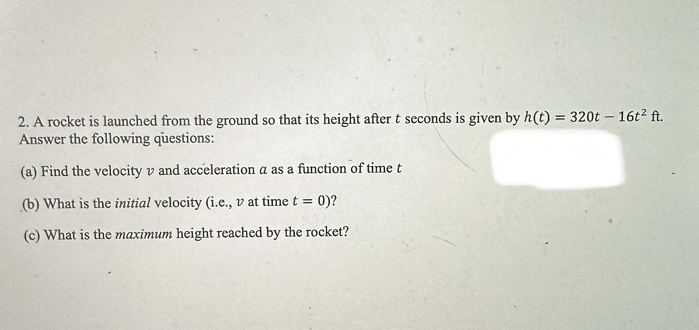 Solved 2. A rocket is launched from the ground so that its | Chegg.com