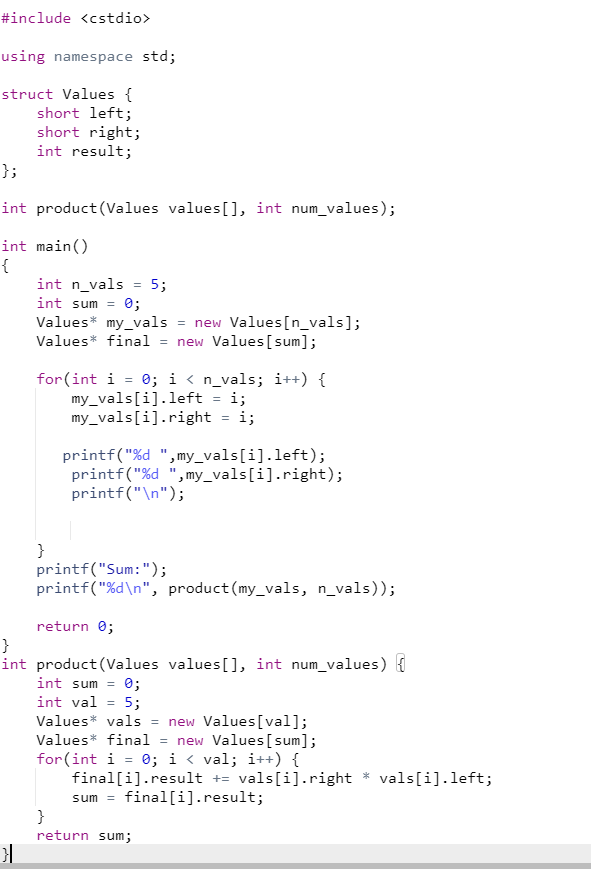 Solved #include using namespace std; struct Values { short | Chegg.com