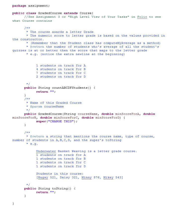 Solved Tasks - GradedCourse Class • Task 1: The Graded | Chegg.com