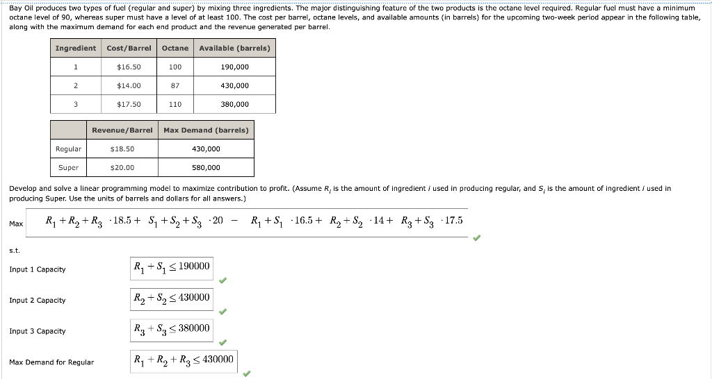 Solved Bay Oil produces two types of fuel (regular and | Chegg.com