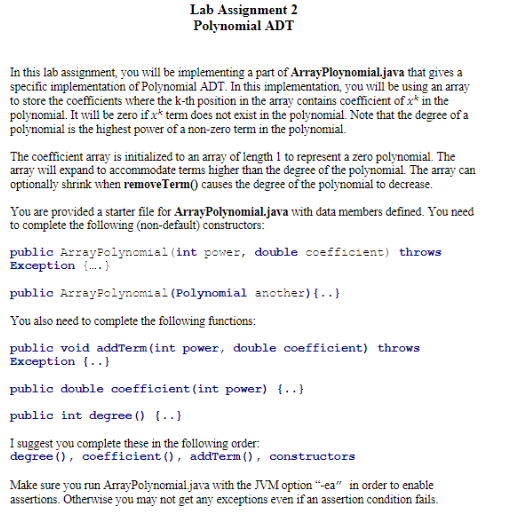 Solved public interface Polynomial { /** * Returns | Chegg.com