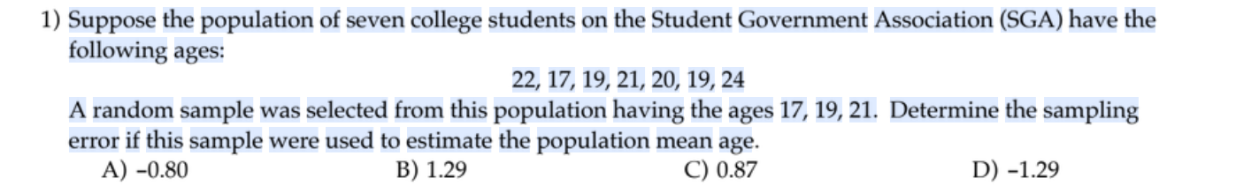 Solved Suppose the population of seven college students on | Chegg.com