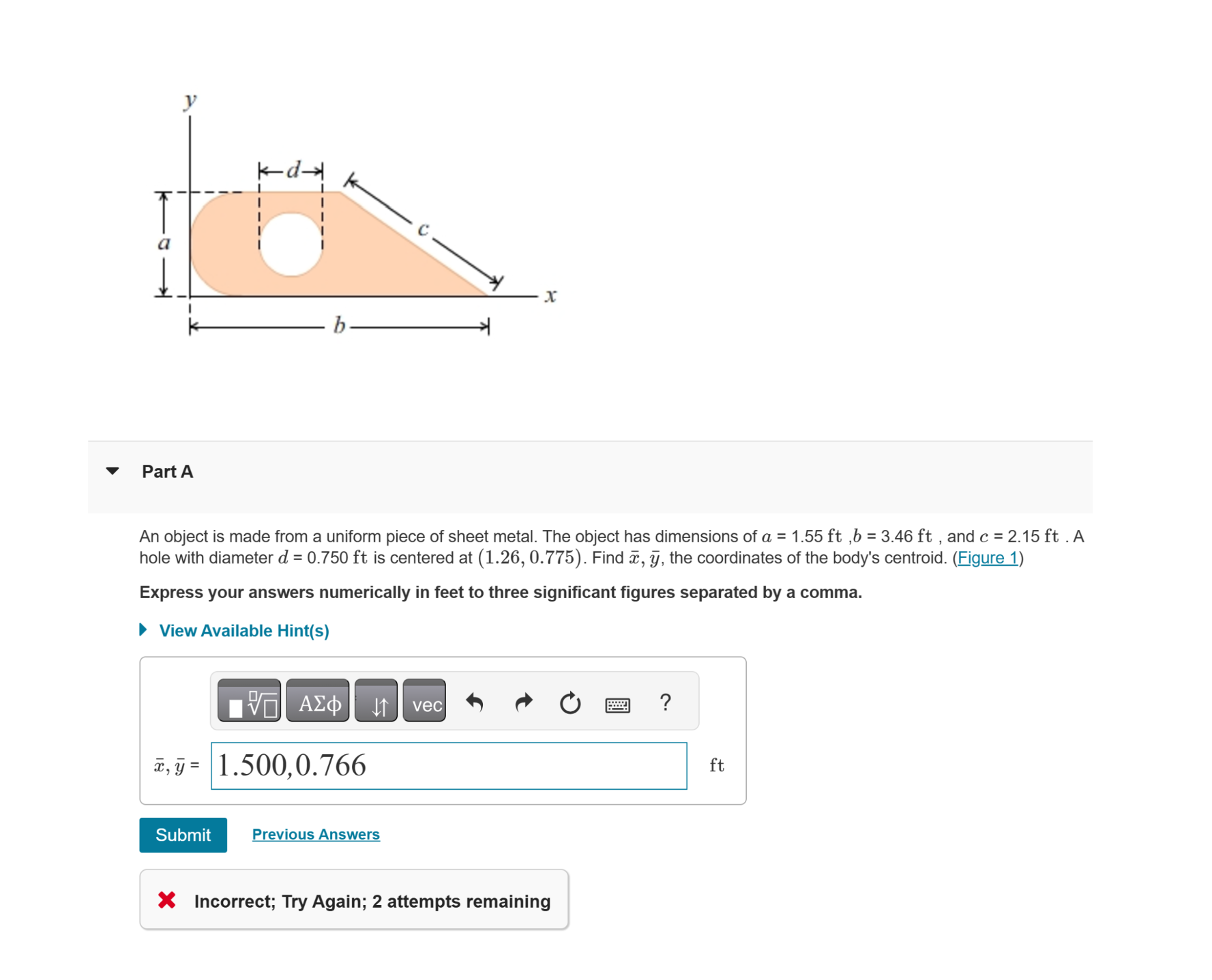 Solved Part AAn ﻿object is ﻿made from a uniform piece of | Chegg.com