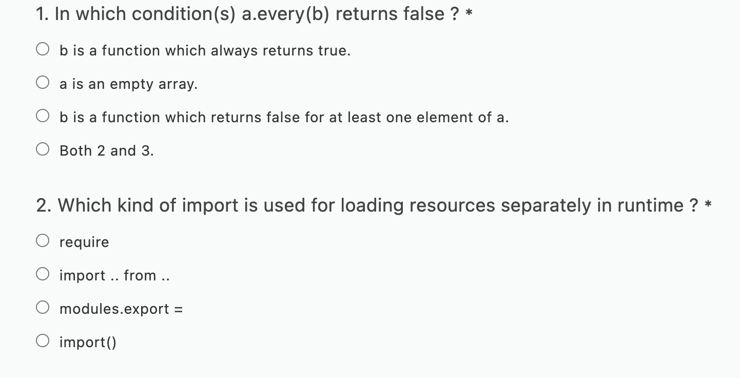 Solved In which condition(s) ﻿a.every(b) ﻿returns false ? *b | Chegg.com