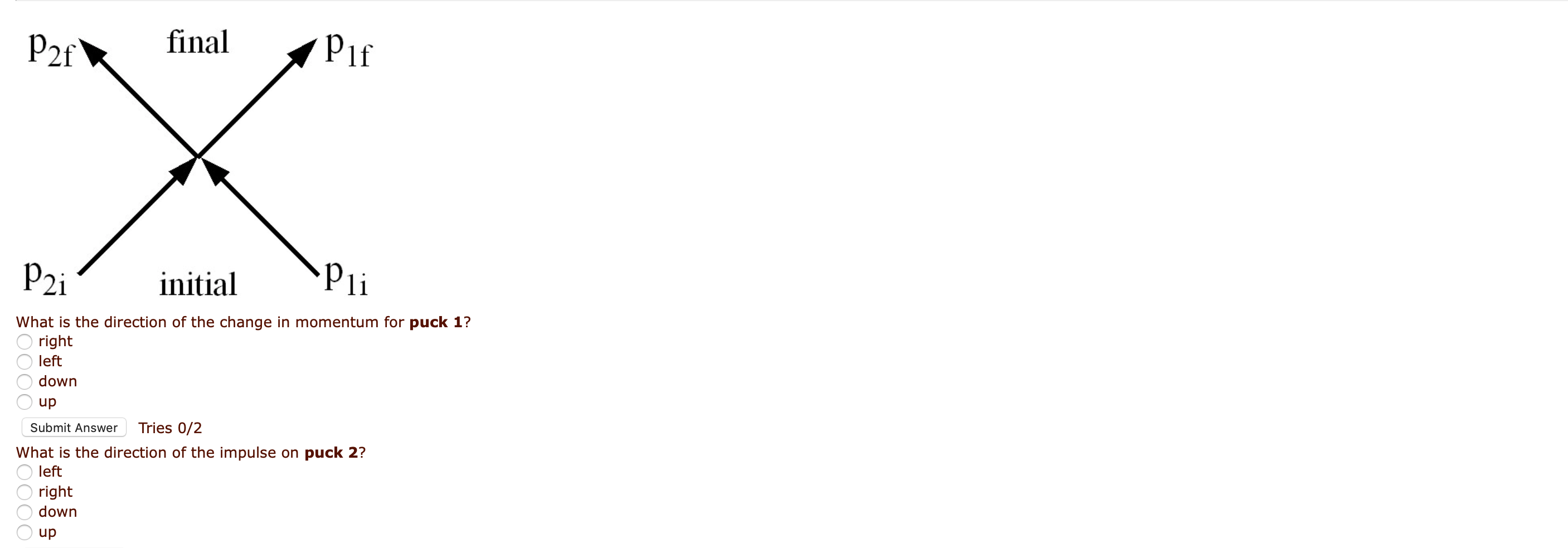 Solved In the pictures shown below, puck 1 and puck 2 | Chegg.com