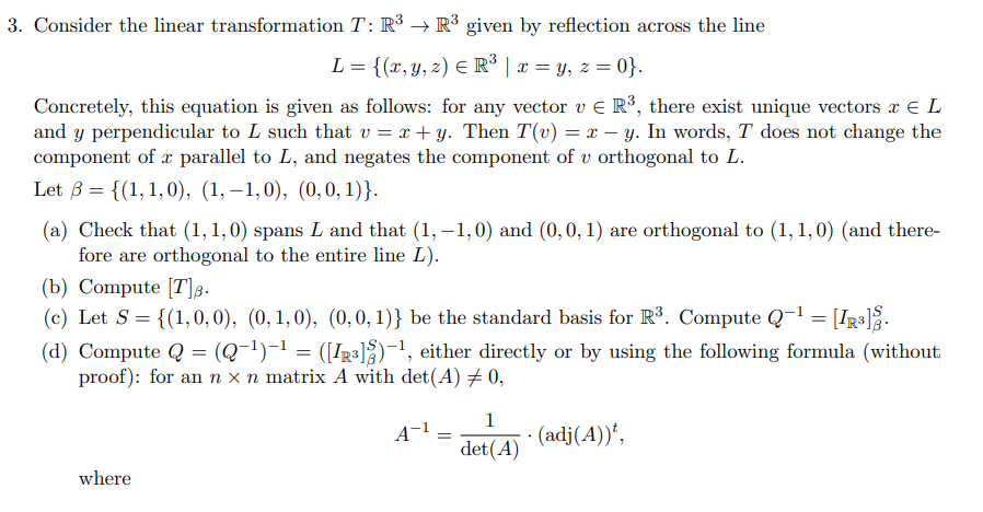 Solved 2 2 3. Consider the linear transformation T: R3 R3 | Chegg.com