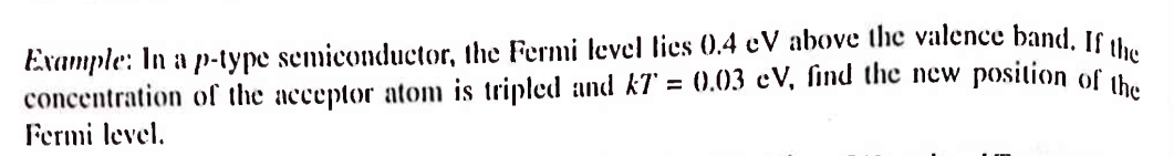 Solved Example: In a p-type semieonductor, the Fermi level | Chegg.com
