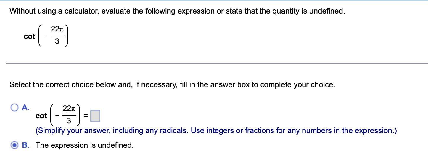 Solved Without using a calculator, evaluate the following | Chegg.com