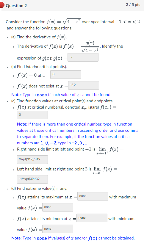 Solved Consider the function f(x)=4−x2 over open interval −1 | Chegg.com