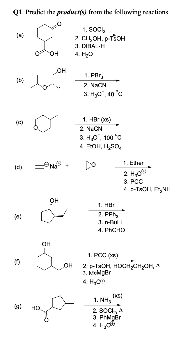 Solved Q1. Predict the product(s) from the following | Chegg.com