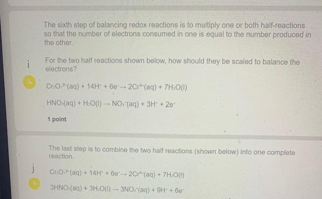 Solved Complete the stepwise process of balancing the | Chegg.com