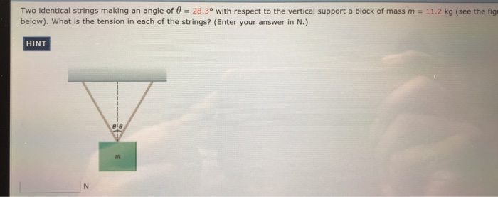 Solved Two identical strings making an angle of θ = 28.3° | Chegg.com