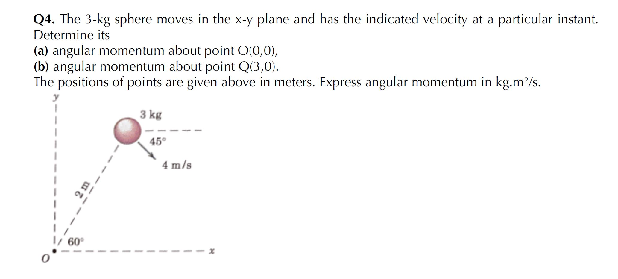 Solved Q4. The 3-kg sphere moves in the x-y plane and has | Chegg.com