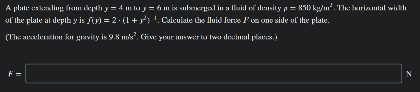 Solved A plate extending from depth y = 4 m to y = 6 m is | Chegg.com