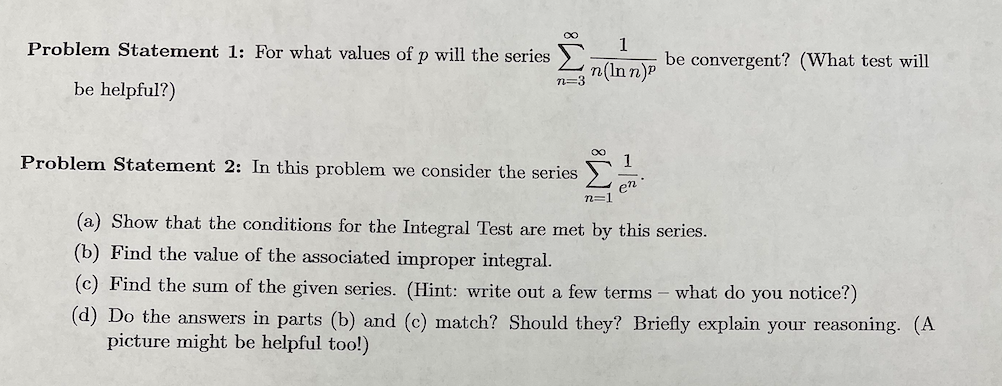 Solved Problem Statement 1: For what values of p will the | Chegg.com