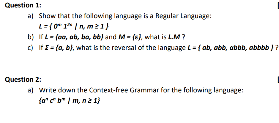 Solved a) Show that the following language is a Regular | Chegg.com