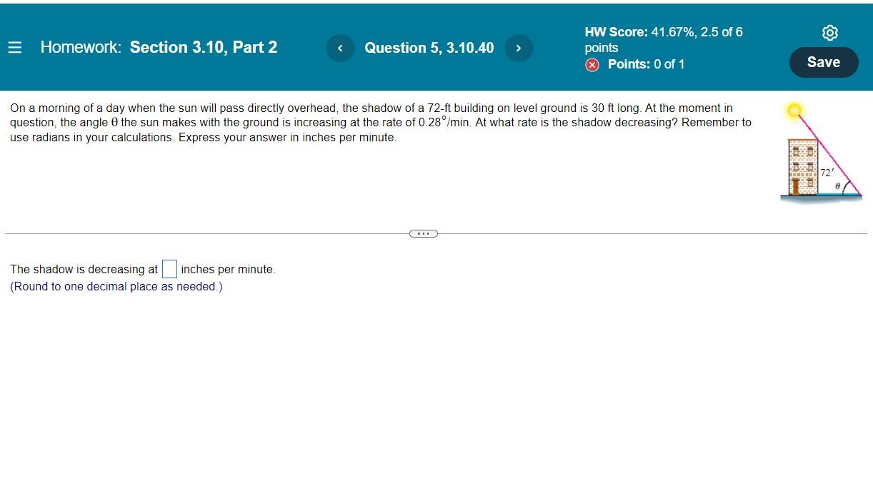Solved = Homework: Section 3.10, Part 2 Question 5, 3.10.40 