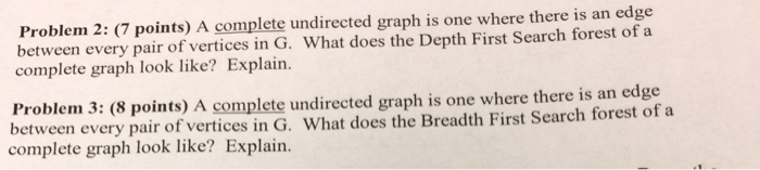 Solved A complete undirected graph is one where there is an | Chegg.com