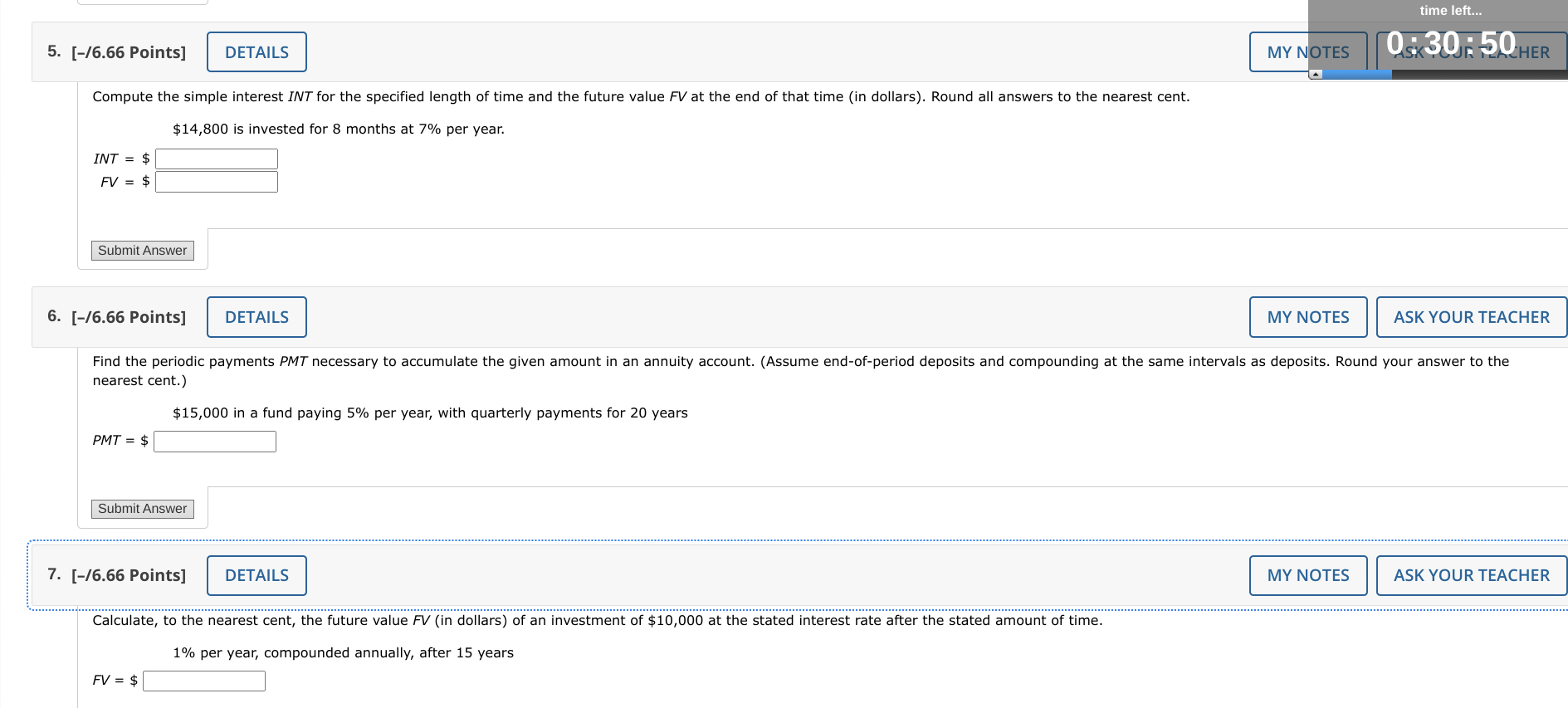 Solved Compute the simple interest INT for the specified | Chegg.com