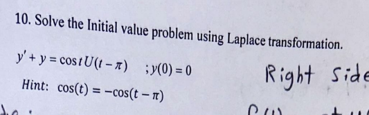Solved Solve the Initial value problem using Laplace | Chegg.com
