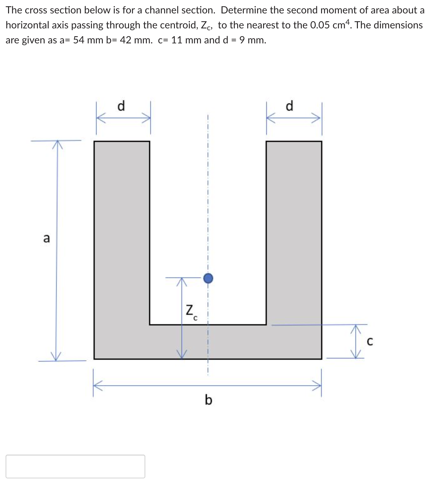 Solved The cross section below is for a channel section. | Chegg.com