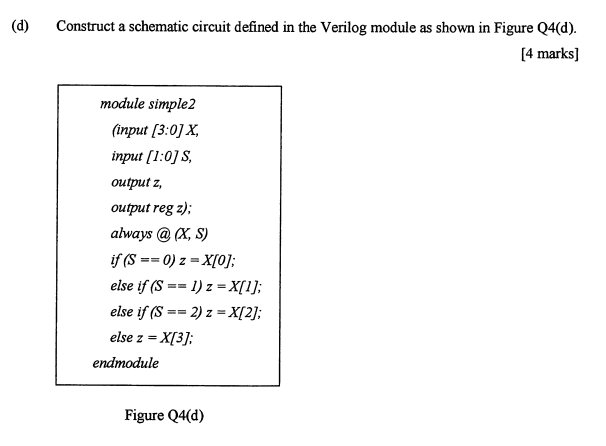 Solved (d) Construct a schematic circuit defined in the | Chegg.com