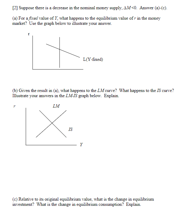 Solved 2 Suppose There Is A Decrease In The Nominal Money 3457