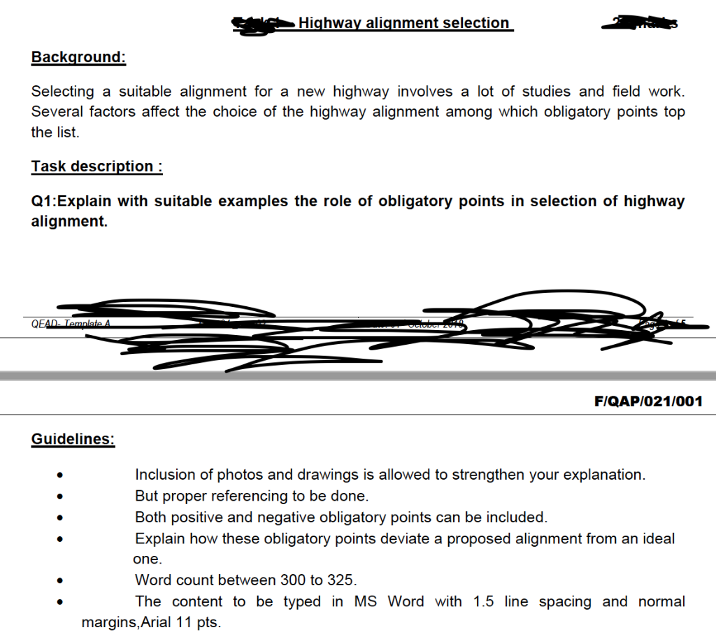 Solved Highway alignment selection Background: Selecting a | Chegg.com
