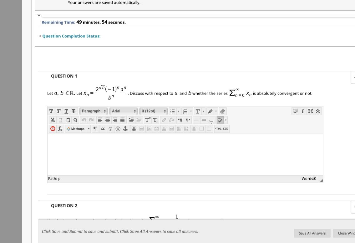 Solved Your answers are saved automatically. Remaining Time: | Chegg.com