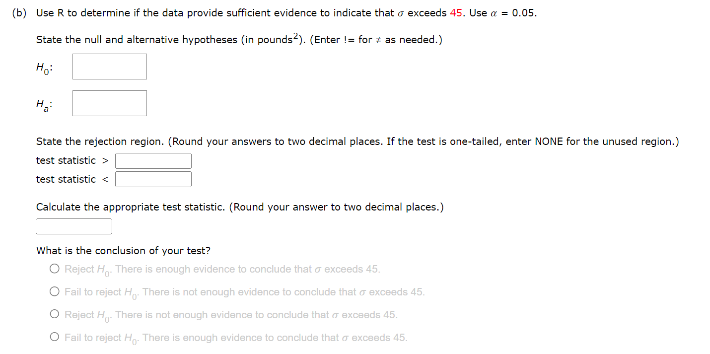 Solved random sample of n=45 helmets, and the sample mean | Chegg.com Solved random sample of n=45 helmets, and the sample mean | Chegg.com