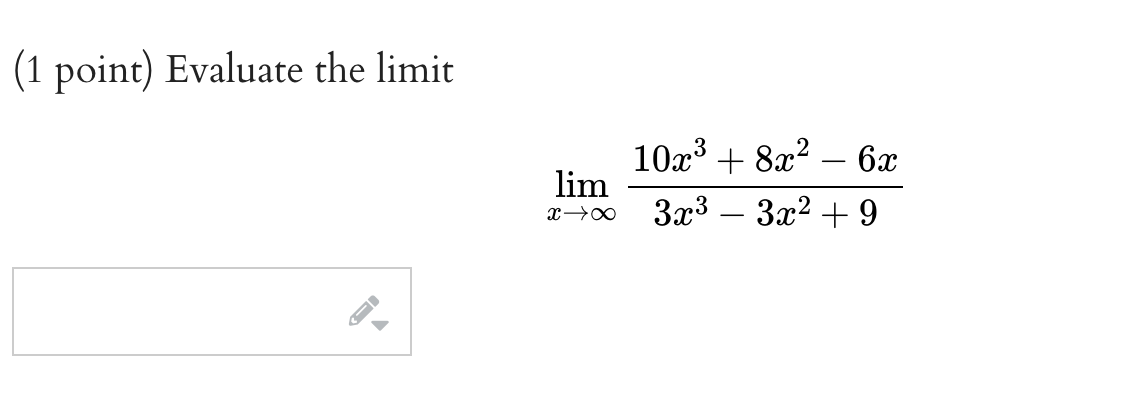 Solved (1 ﻿point) ﻿Evaluate the | Chegg.com
